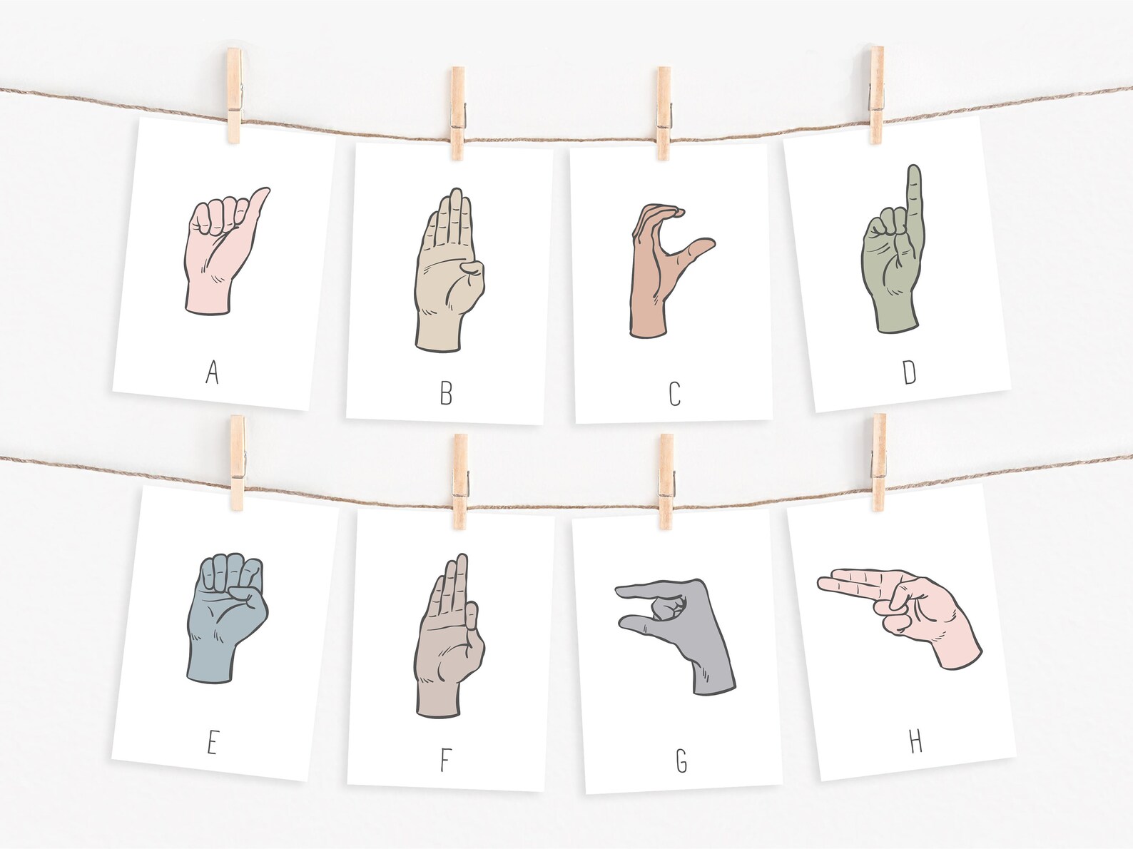 26 Printable Sign Language Alphabet Flashcards, Kids Pastel Learn to ...