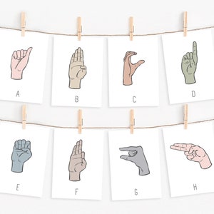 26 Printable Sign Language Alphabet Flashcards, Kids Pastel Learn to ...