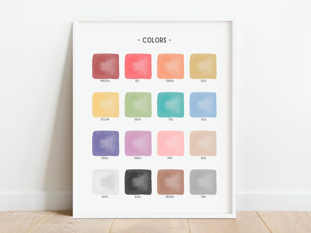 Colors Print, Colour Chart Poster, Educational Wall Art, Homeschool ...
