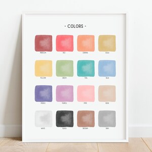 Colors Print, Colour Chart Poster, Educational Wall Art, Homeschool ...