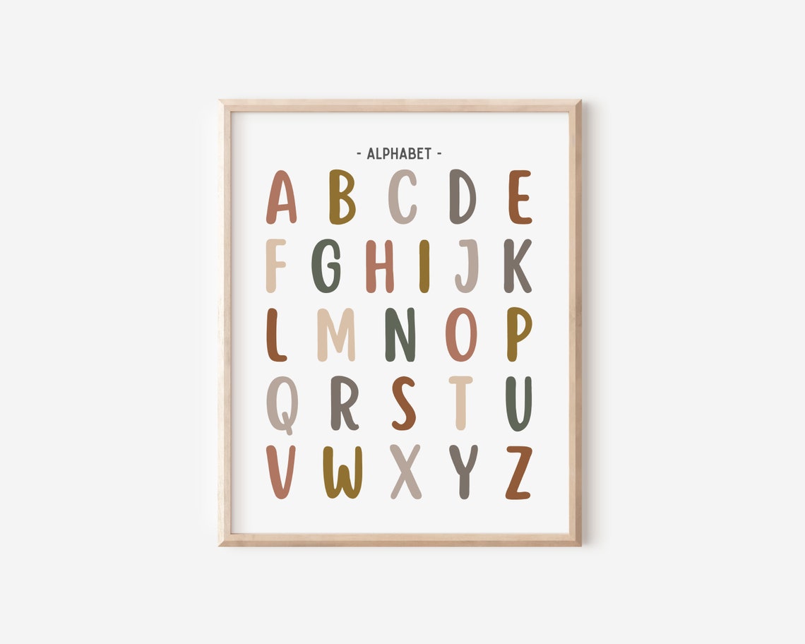 Set of 6 Educational Posters, Neutral ABC Numbers Days Months Weather ...