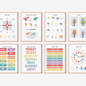 Rainbow Educational Poster Bundle Set of 8, Preschool Classroom Decor ...