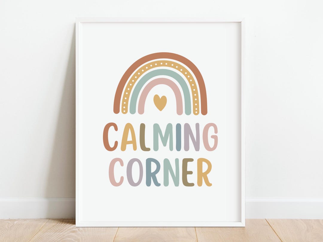 Calming Corner Muted Rainbow Poster, Calm Space Sign, Kids Positive ...