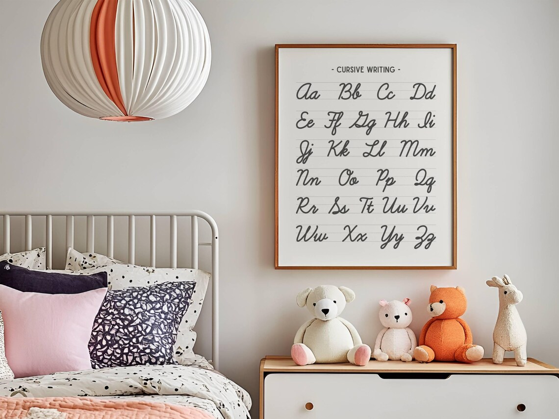 Cursive Writing Alphabet Poster, Handwriting Letters Chart, Educational ...