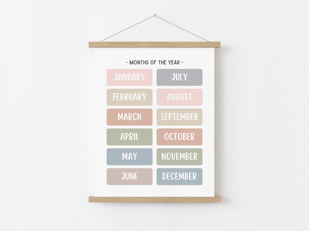 Months of the Year Pastel Print, Educational Poster, Homeschool ...