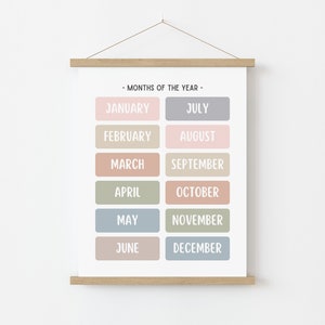 Months of the Year Pastel Print, Educational Poster, Homeschool ...