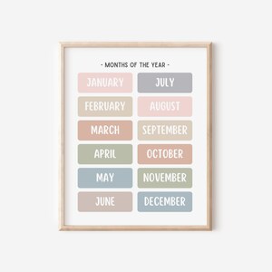 Months of the Year Pastel Print, Educational Poster, Homeschool ...