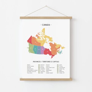 Map of Canada Rainbow Poster, Provinces and Capitals Map, Canadian ...