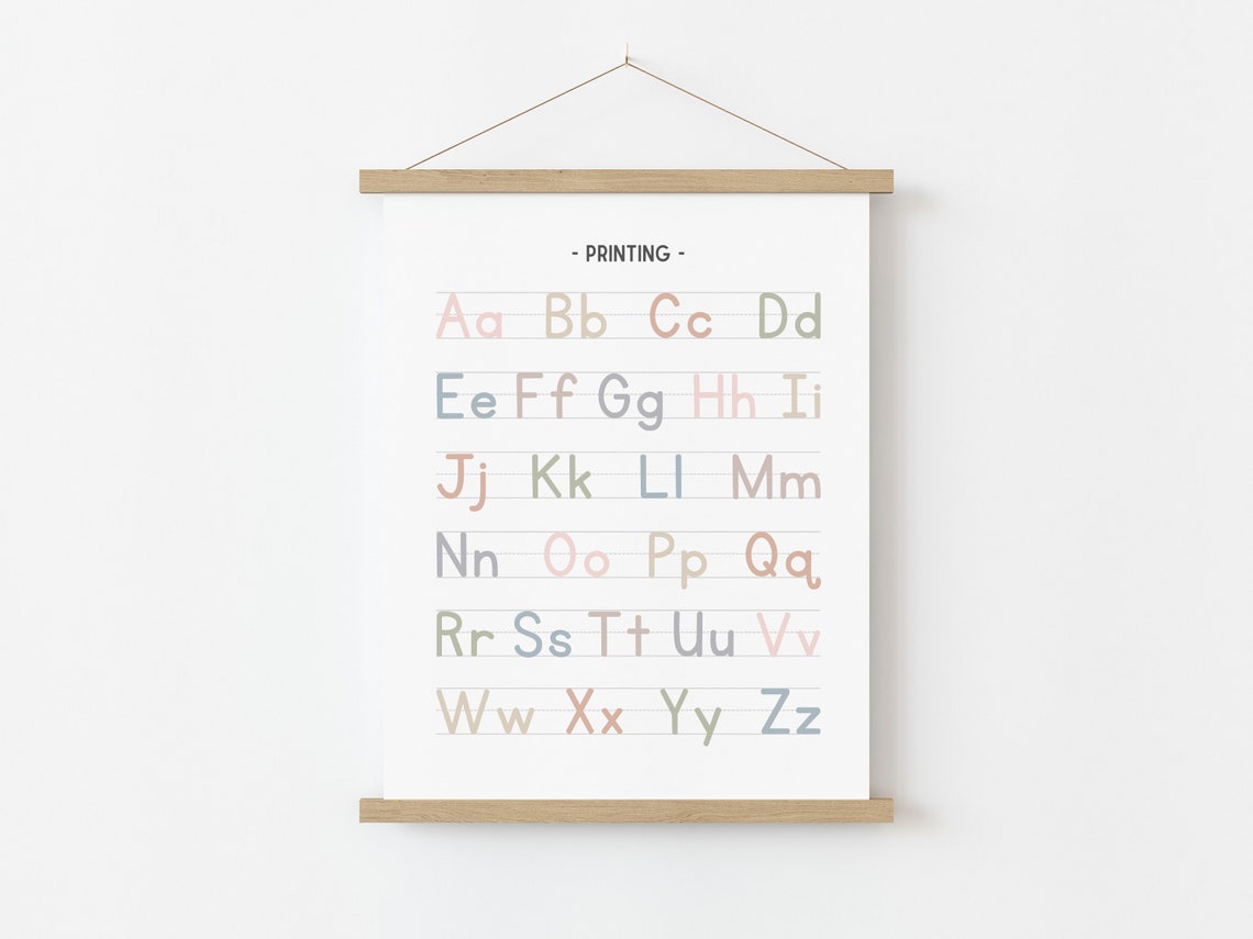 Printing Alphabet Pastel Poster, Letters Print, Kids Educational Wall ...