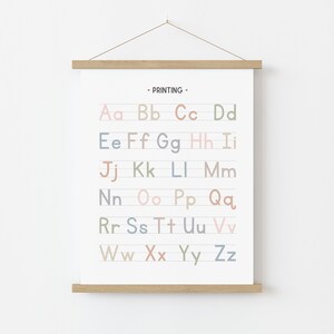 Printing Alphabet Pastel Poster, Letters Print, Kids Educational Wall ...
