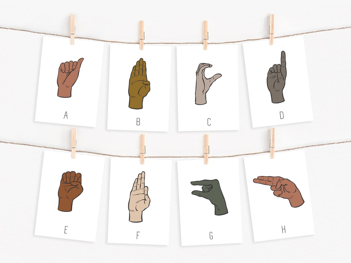 26 Printable Sign Language Alphabet Flashcards, Kids Neutral Learn to ...