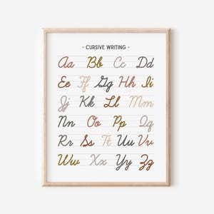 Cursive Writing Alphabet Neutral Poster, Letters Print, Educational ...