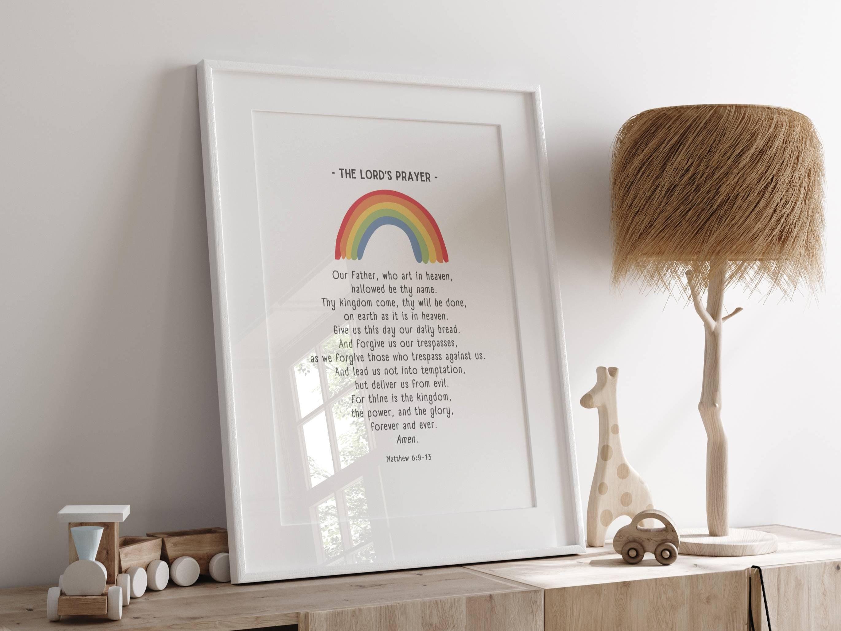 The Lord's Prayer Poster, Rainbow Christian Poster for Kids, Bible ...