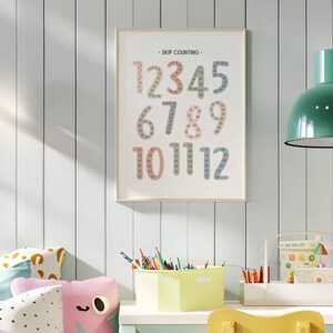 Skip Counting Poster, Pastel Math Poster, Counting Chart, Printable ...