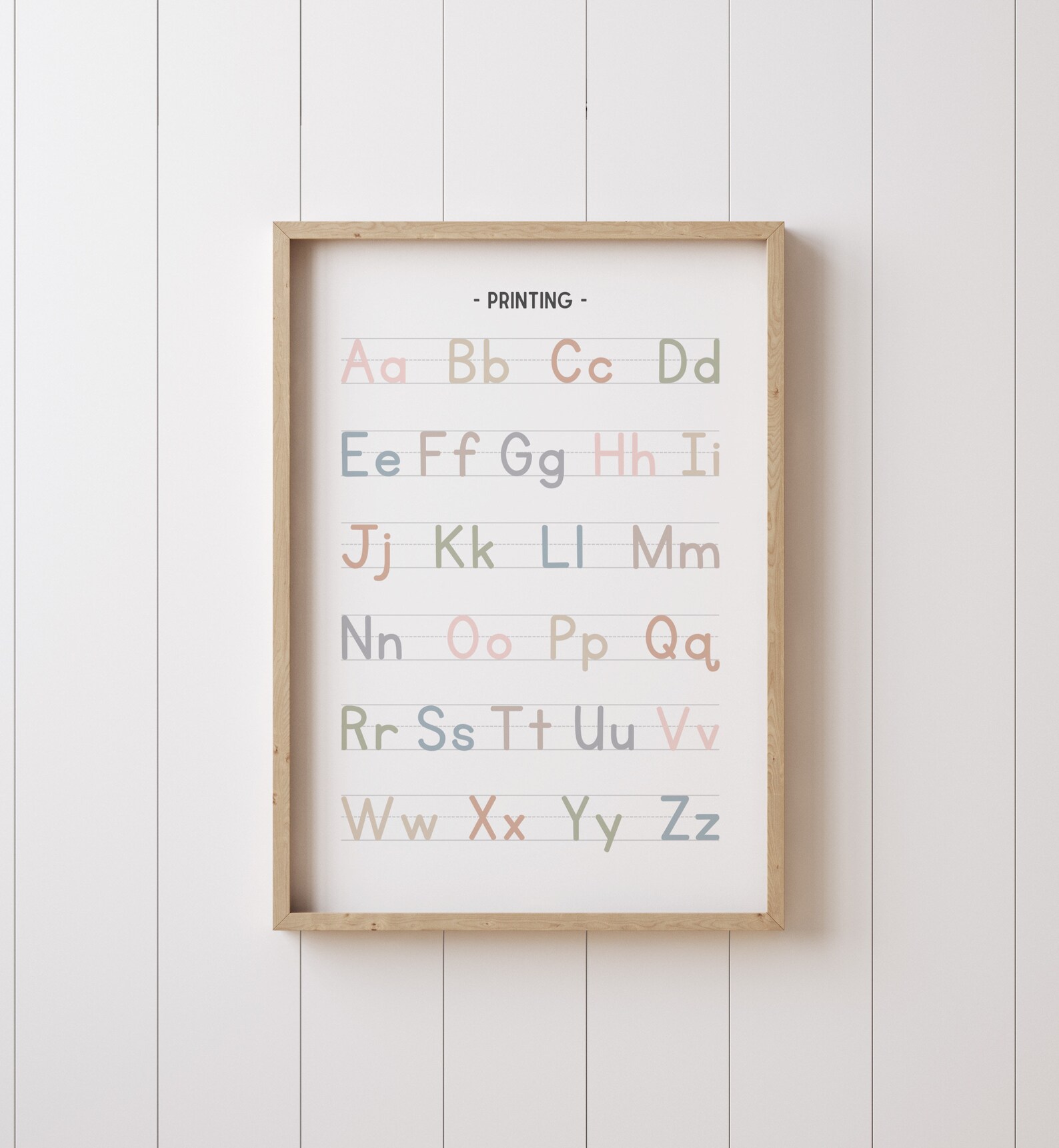 Printing Alphabet Pastel Poster, Letters Print, Kids Educational Wall ...