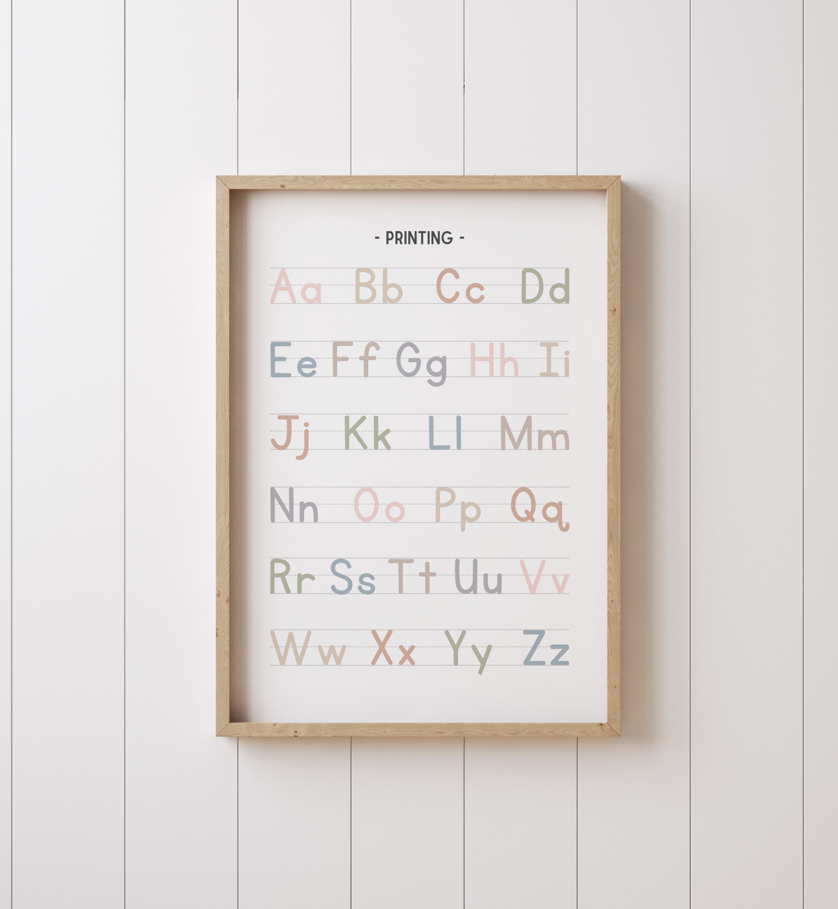 Printing Alphabet Pastel Poster, Letters Print, Kids Educational Wall ...
