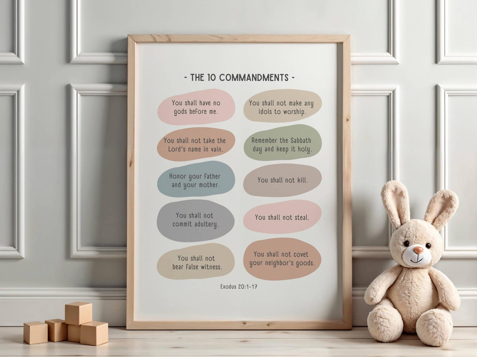 The Ten Commandments Poster, Pastel Christian Poster for Kids, Bible ...