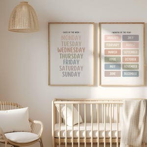 Set of 2 Pastel Days of the Week and Months Posters, Homeschool ...