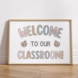 Pastel Classroom Welcome Sign, Back to School Classroom Decor, Teacher ...