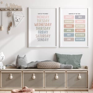Set of 2 Pastel Days of the Week and Months Posters, Homeschool ...