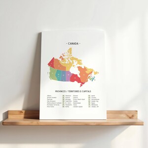 Map of Canada Rainbow Poster, Provinces and Capitals Map, Canadian ...