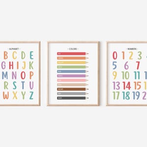 Set of 15 Rainbow Educational Poster Bundle, Toddler Preschool ...