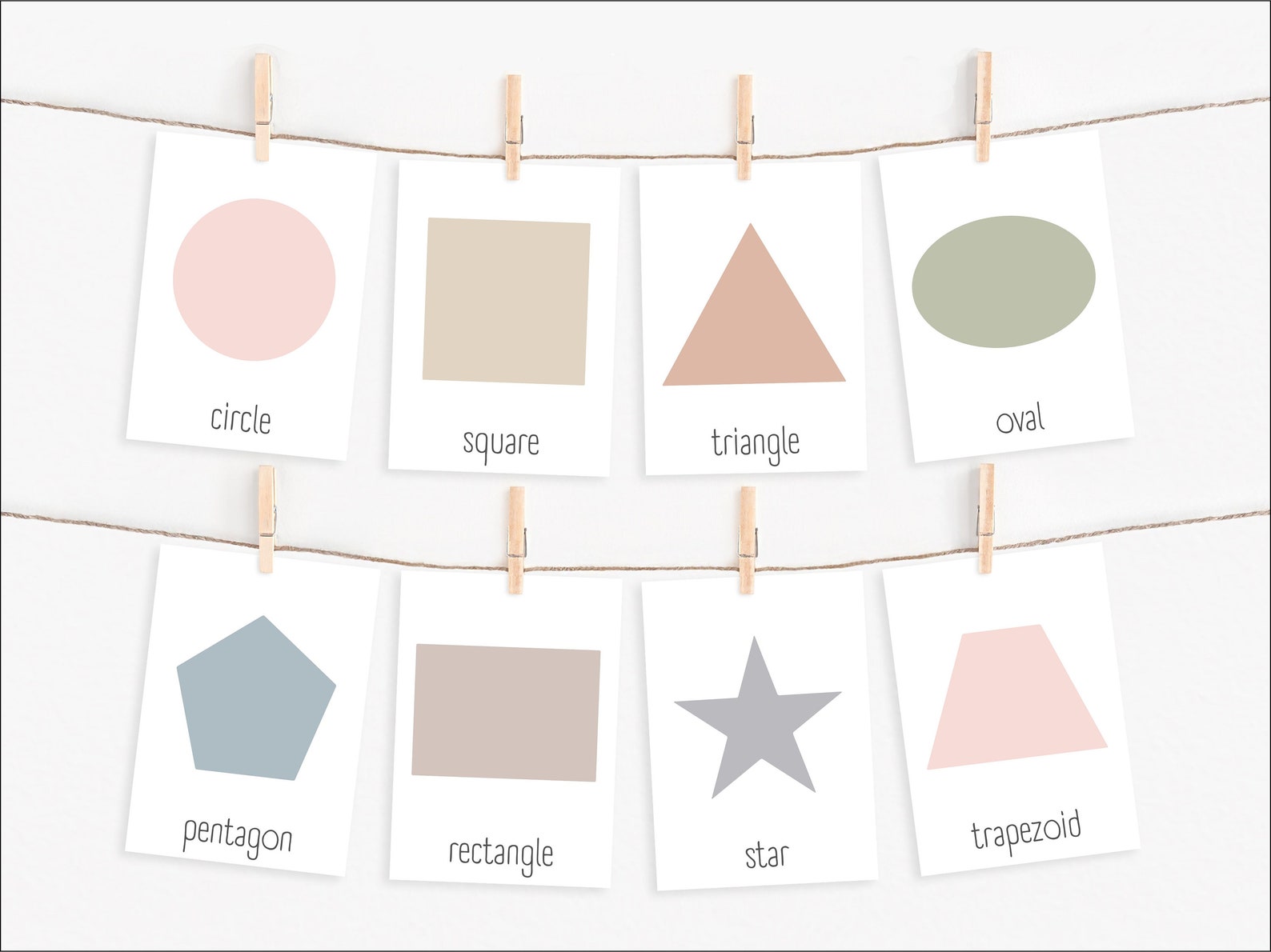 16 Printable Geometric Shapes Flashcards, Kids Pastel 2D Shapes Cards ...