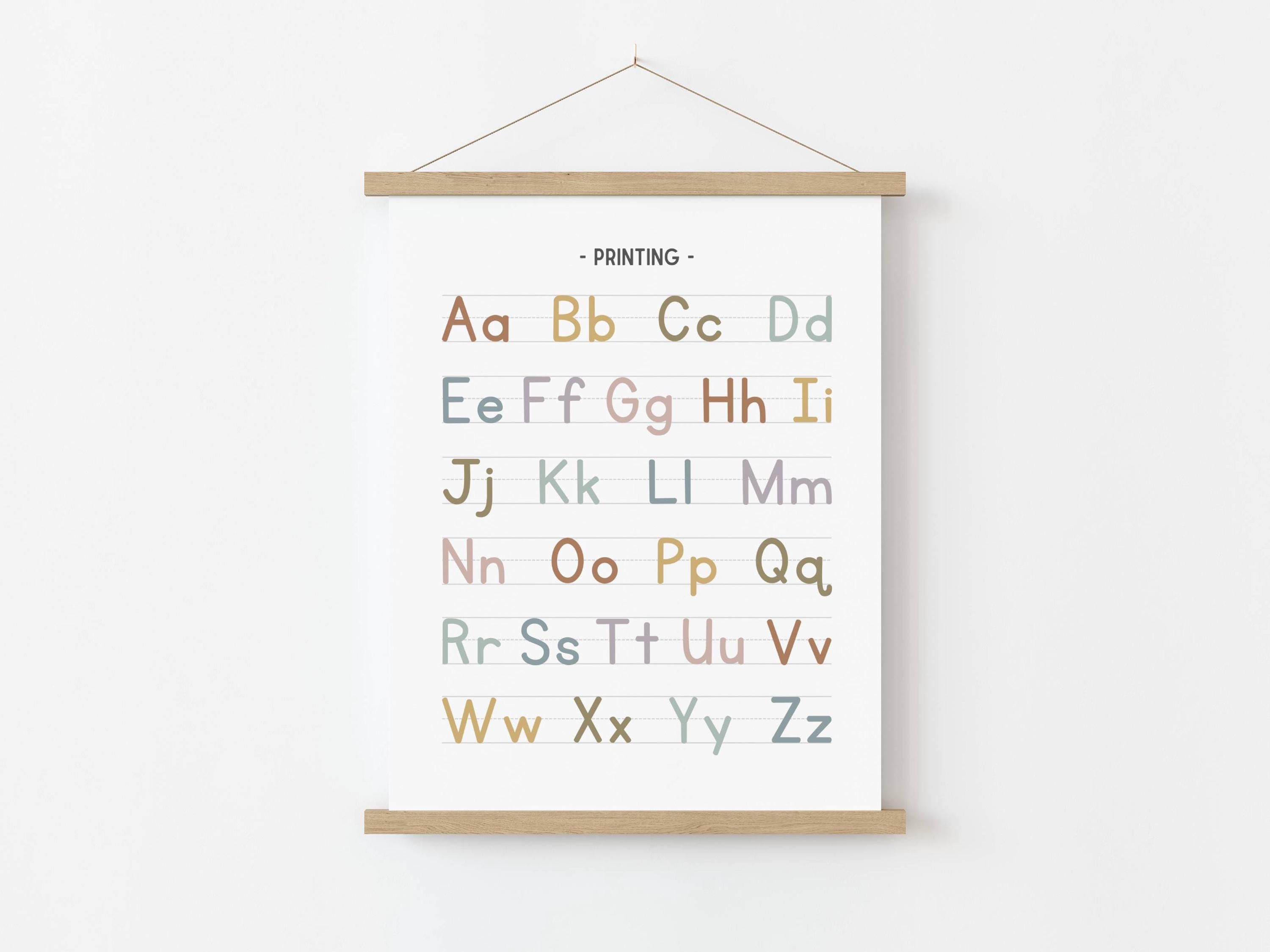 Handwriting Alphabet Muted Rainbow Poster, ABC Letters Print ...