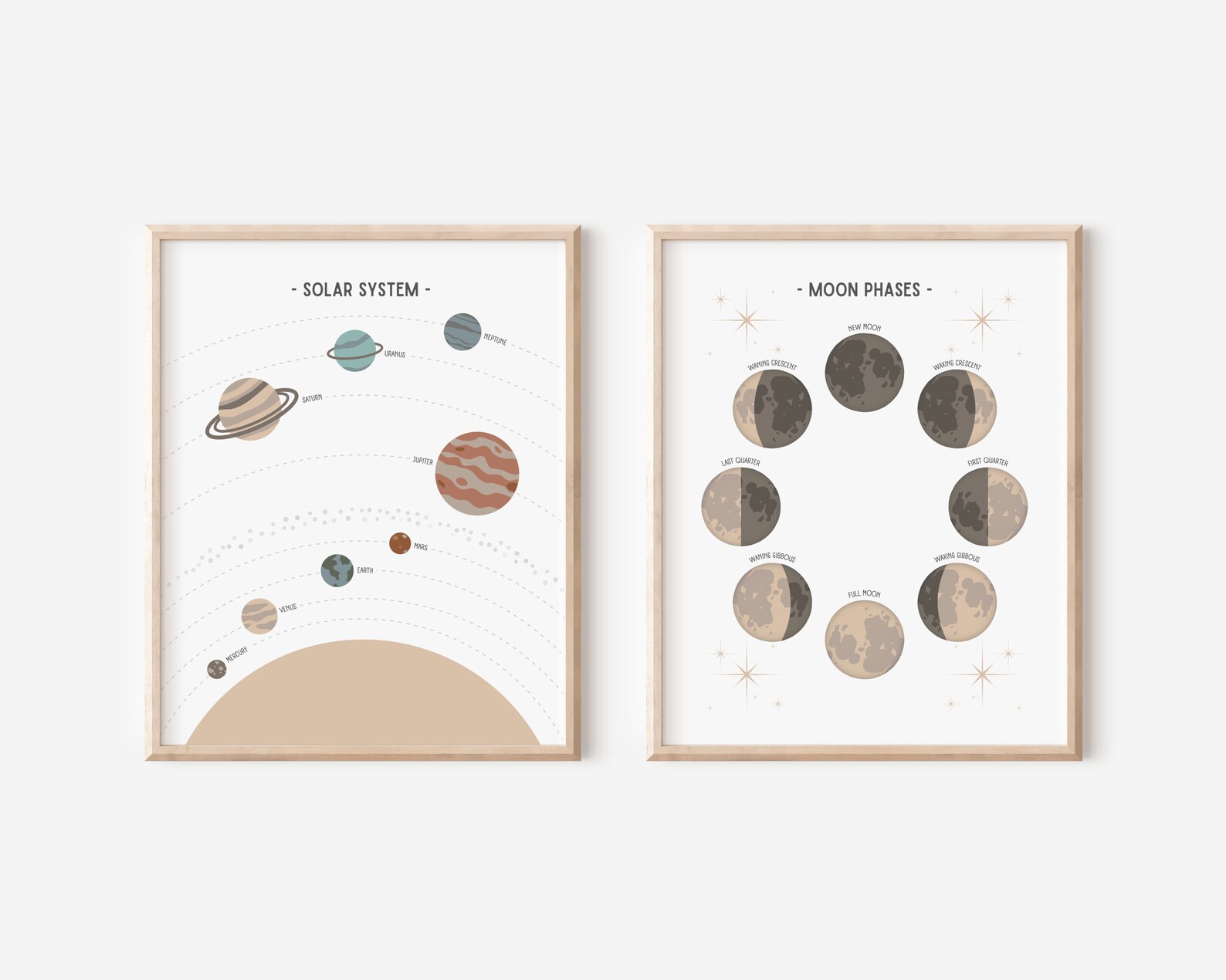 Set of 12 Neutral Boho Educational Posters, Toddler Preschool Classroom ...