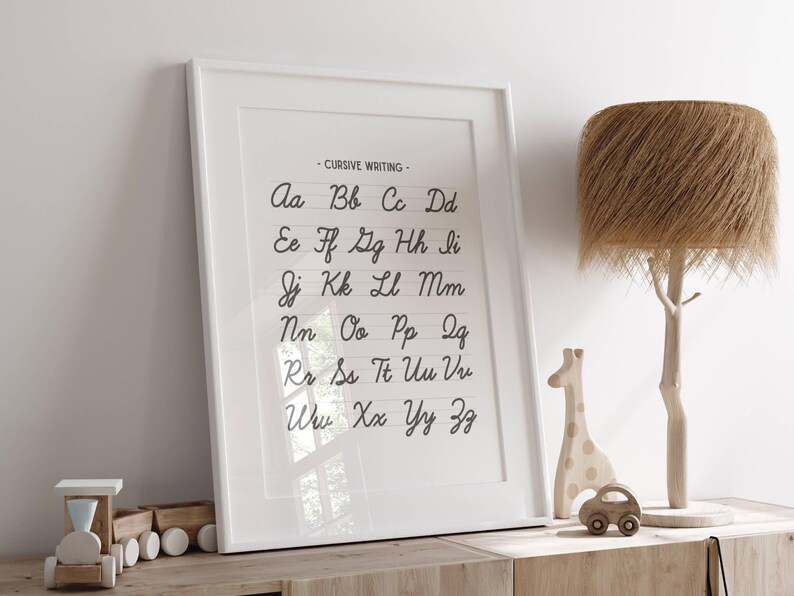 Cursive Writing Alphabet Poster, Handwriting Letters Chart, Educational ...