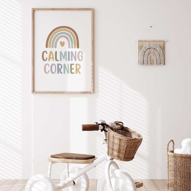 Calming Corner Muted Rainbow Poster, Calm Space Sign, Kids Positive ...