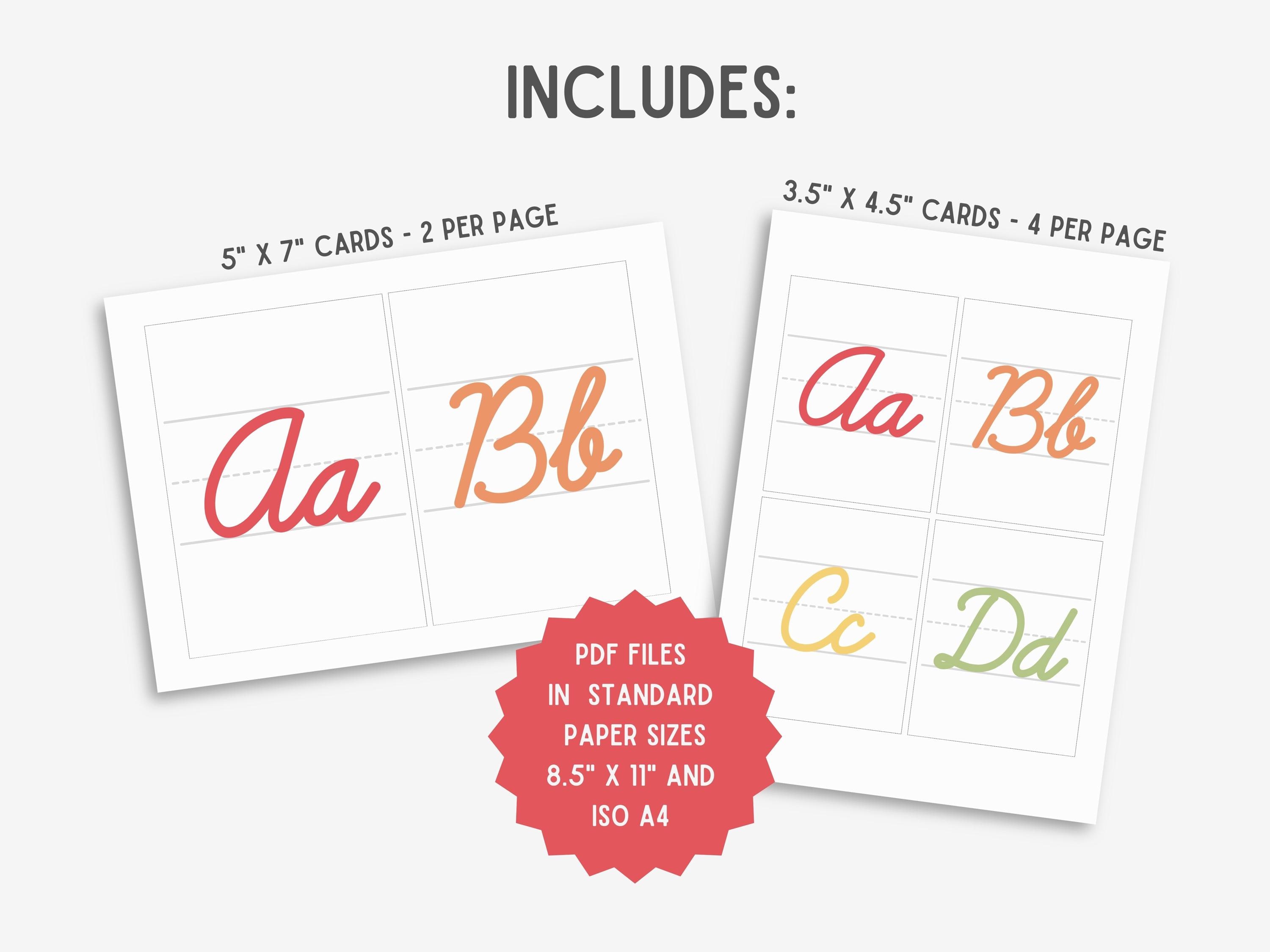 Printable Cursive Writing ABC Flashcards, Kids Preschool Handwriting ...