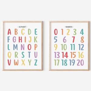 Set of 8 Educational Poster Bundle, Rainbow Preschool Classroom Prints ...