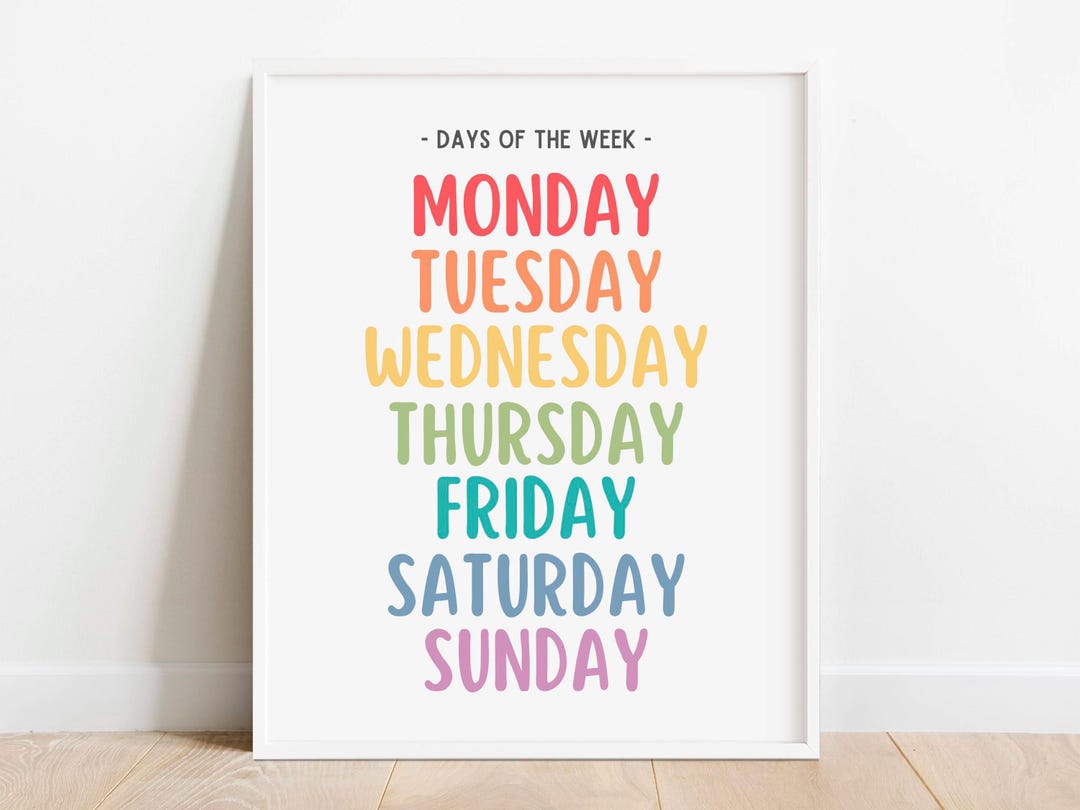 Rainbow Days of the Week Poster, Educational Poster, Homeschool ...
