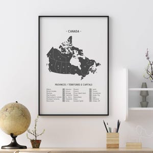 Map of Canada Poster, Provinces and Capitals Map, Canadian Geography ...