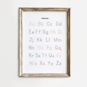 Printing Alphabet Pastel Poster, Letters Print, Kids Educational Wall ...