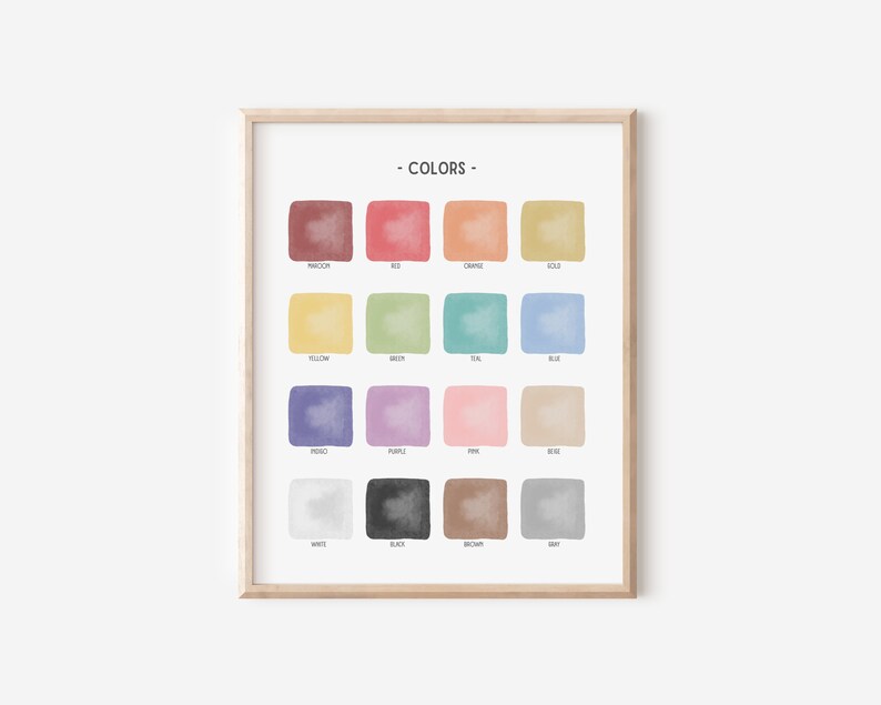 Set of 8 Educational Poster Bundle, Rainbow Preschool Classroom Prints ...