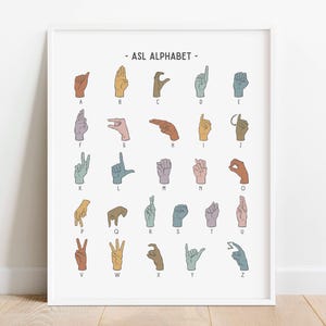 Sign Language Alphabet Muted Rainbow Print, Learn to Sign ASL Letters ...