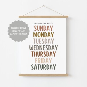 Set of 6 Educational Posters, Neutral ABC Numbers Days Months Weather ...