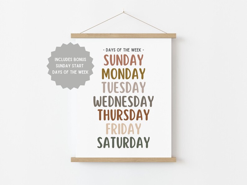 Set of 6 Educational Posters, Neutral ABC Numbers Days Months Weather ...