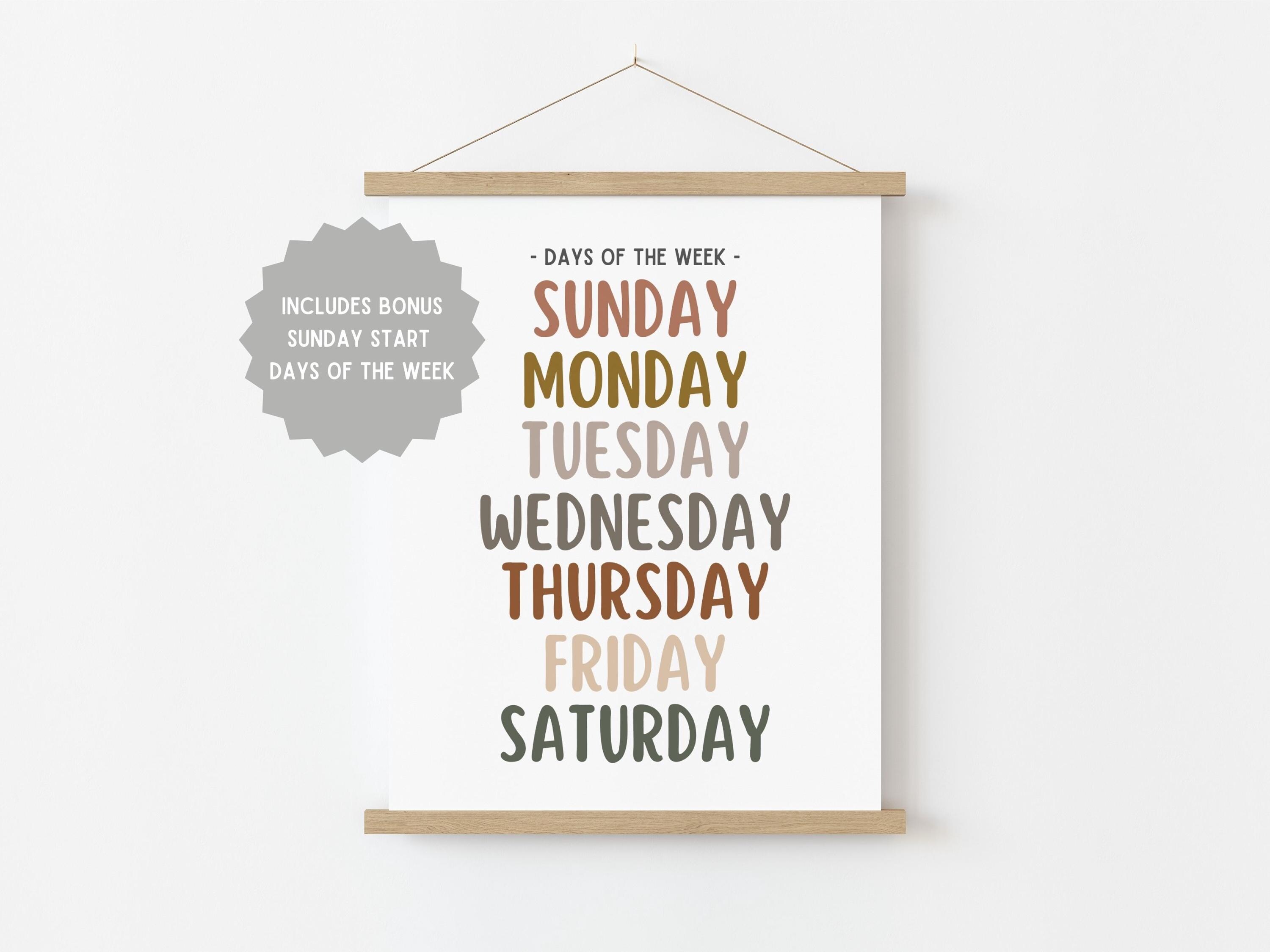 Set of 6 Educational Posters, Neutral ABC Numbers Days Months Weather ...