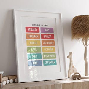 Rainbow Months of the Year Print, Educational Wall Art, Homeschool ...
