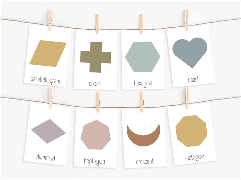 16 Printable Shapes Flashcards, Preschool Rainbow Geometric Shapes ...