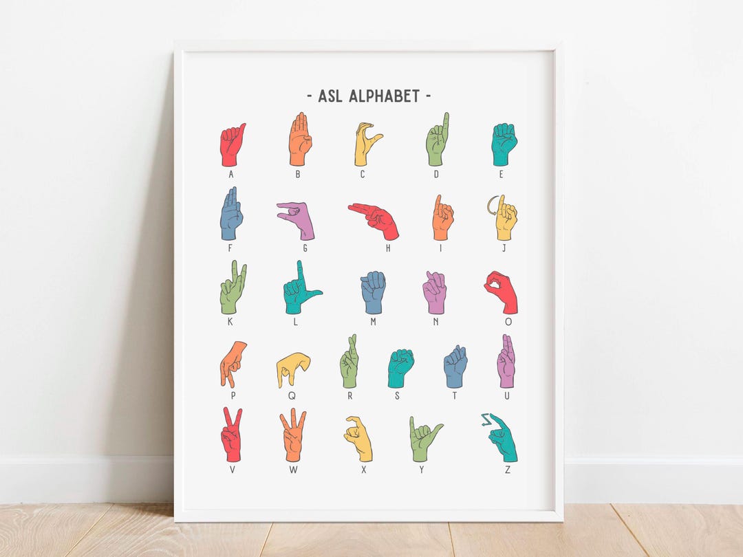 Sign Language Alphabet Rainbow Print, Learn to Sign ASL Letters ...