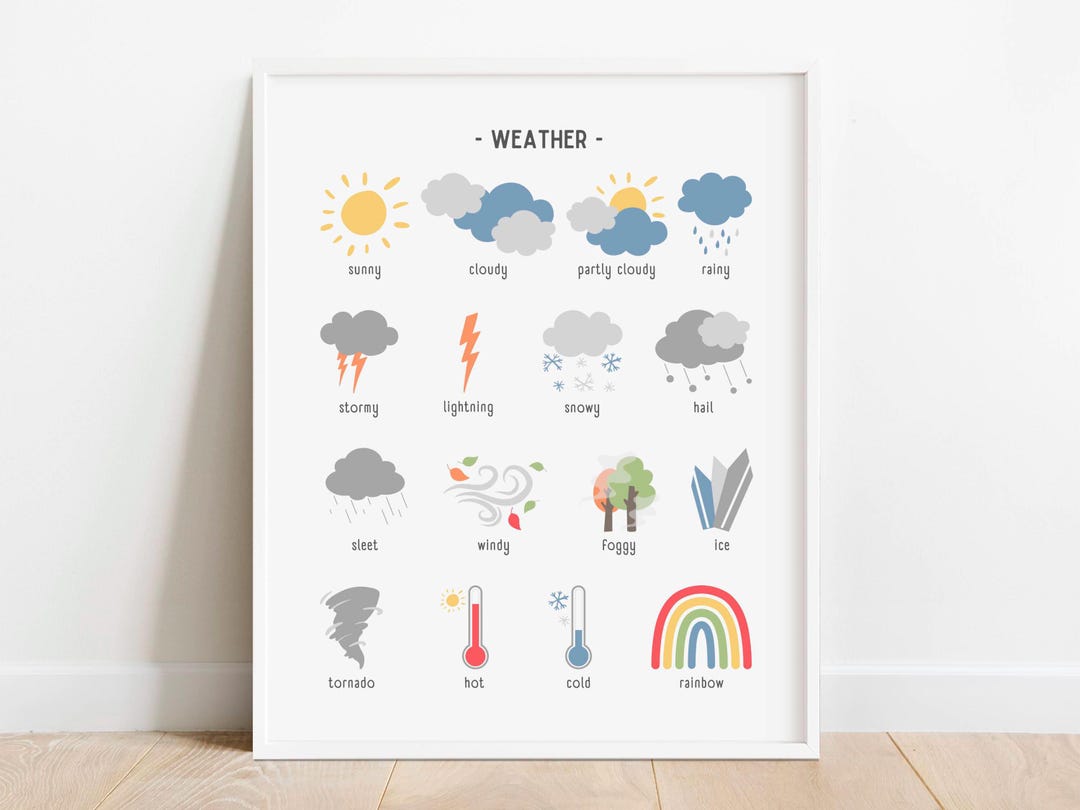 Rainbow Weather Chart, Weather Educational Poster, Homeschool Printable ...