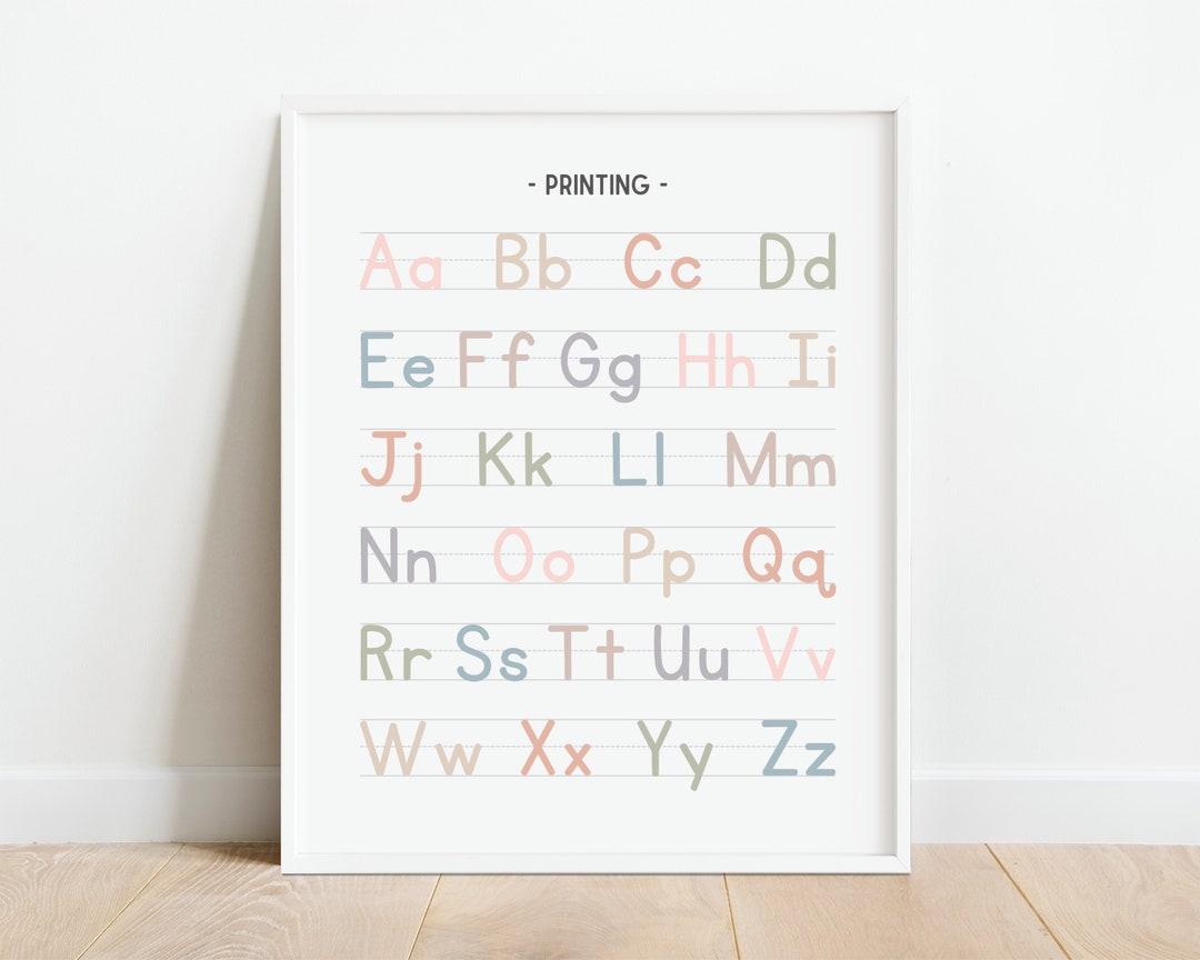 Printing Alphabet Pastel Poster, Letters Print, Kids Educational Wall ...