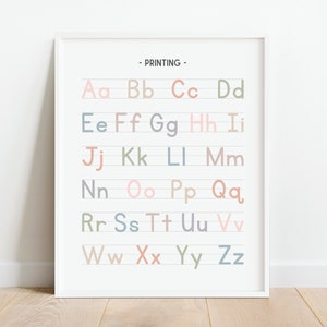 Printing Alphabet Pastel Poster, Letters Print, Kids Educational Wall ...