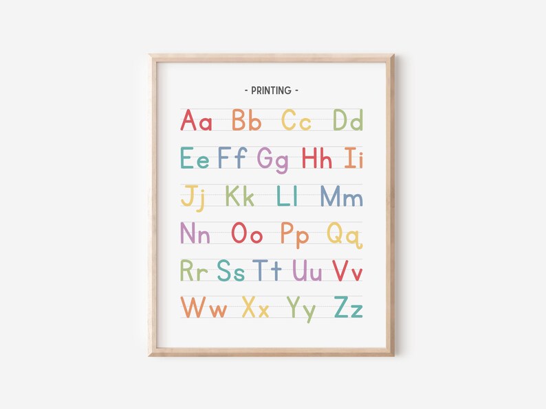 Set of 2 Handwriting Alphabet Rainbow Poster, Printing Cursive ...