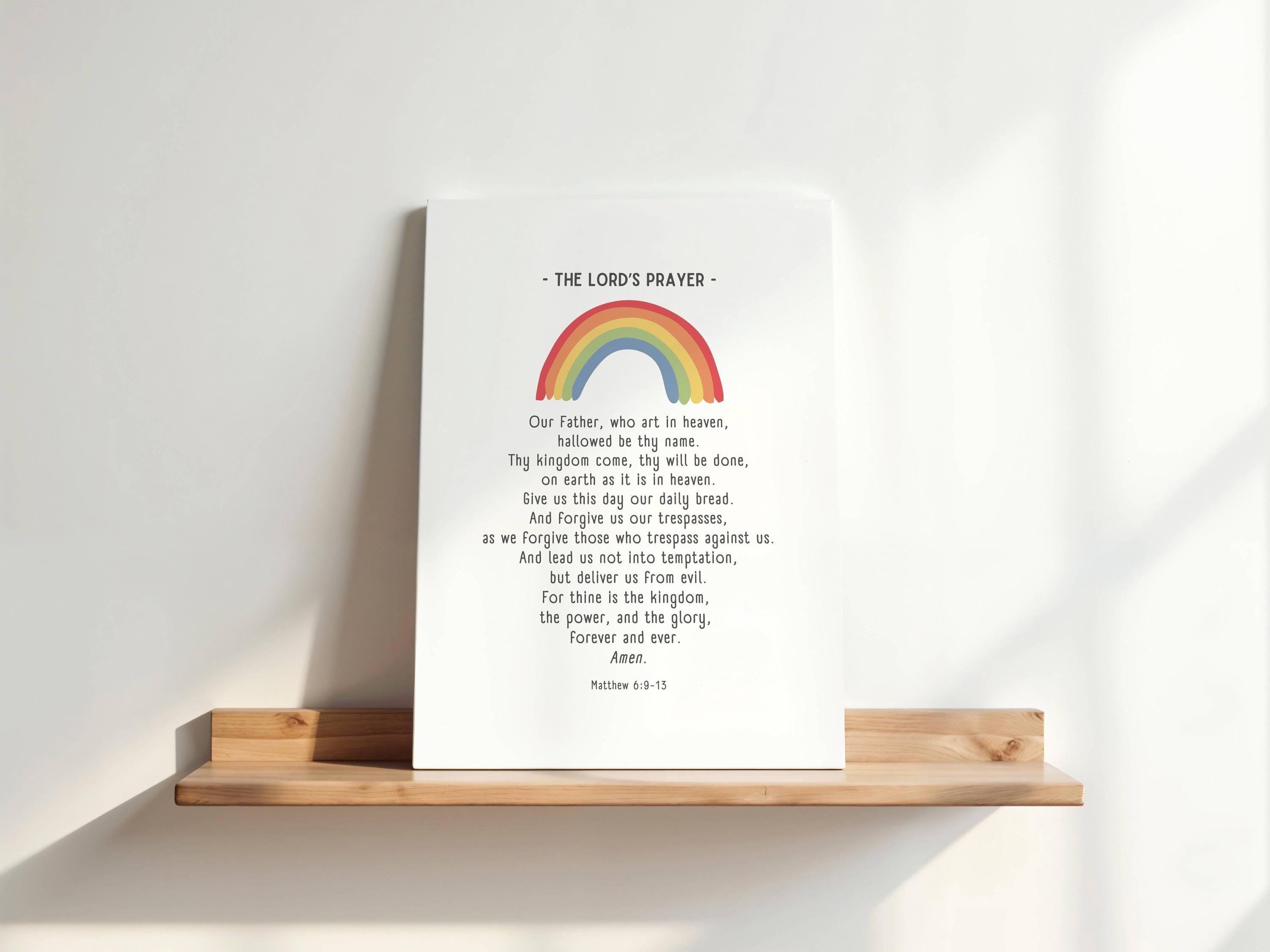The Lord's Prayer Poster, Rainbow Christian Poster for Kids, Bible ...
