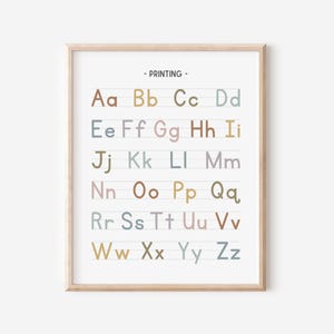 Set of 2 Handwriting Charts Alphabet Numbers Muted Rainbow Posters ...